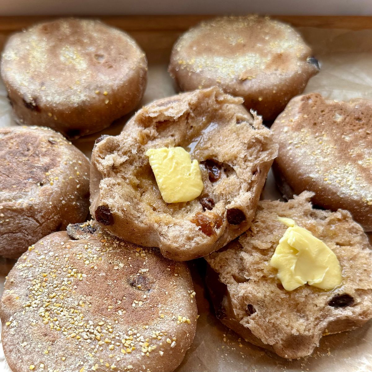 The Best Sourdough Cinnamon Raisin English Muffins Recipe - Meals With ...