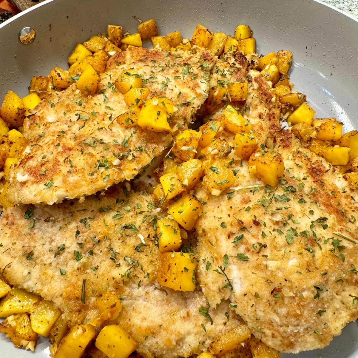 One-Pan Fall Skillet Chicken & Butternut Squash (Crusty Breading ...